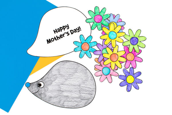 Spring Flower Hedgehog Card for Mother's Day - Fireflies and Mud Pies