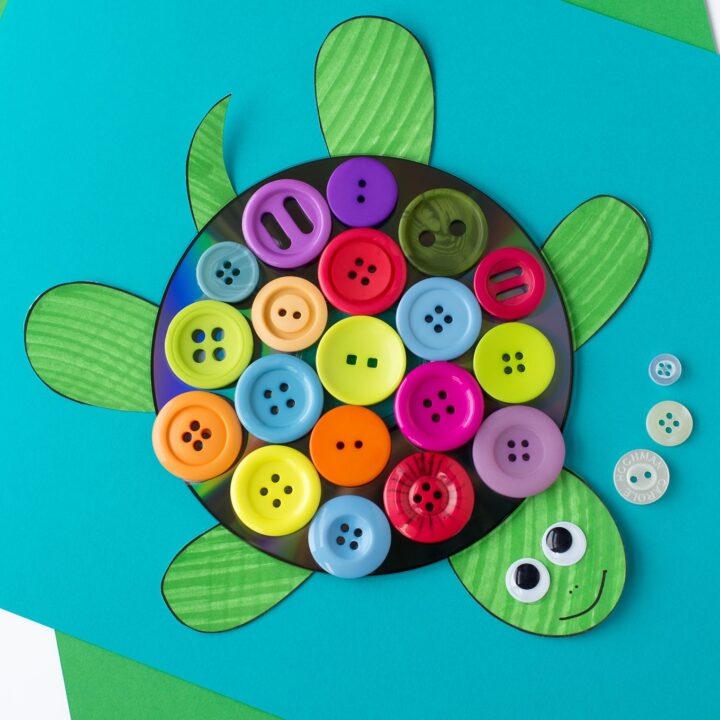 Colorful CD & Button Turtle Craft for Kids | Fireflies and Mud Pies