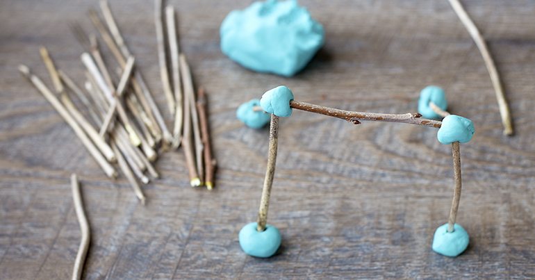 Building with Sticks and Playdough